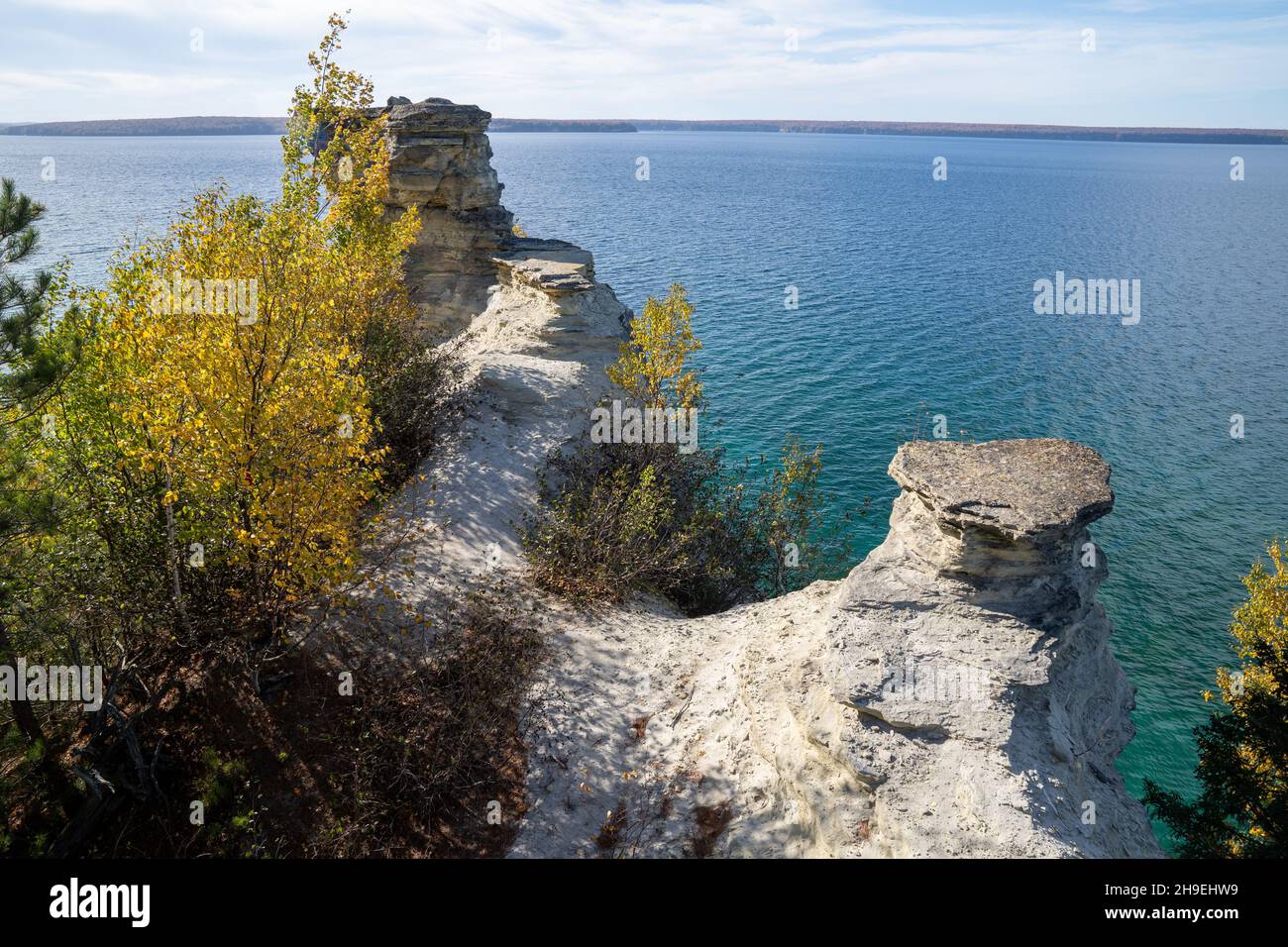 Miners Castle rock formation along Lake Superior in the fall, at ...