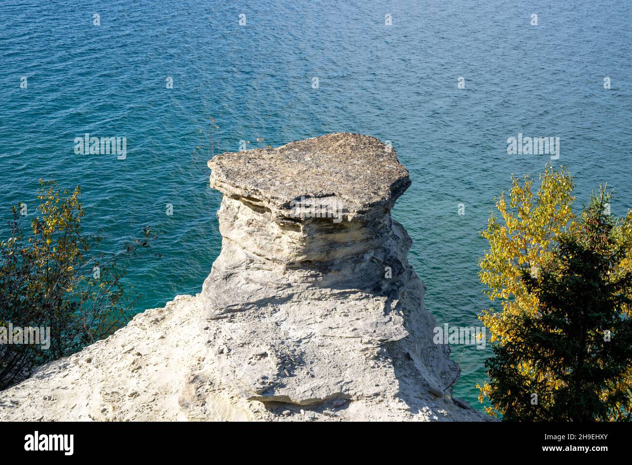 Miners Castle rock formation along Lake Superior in the fall, at ...