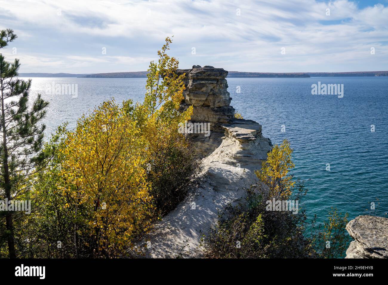 Miners Castle rock formation along Lake Superior in the fall, at ...