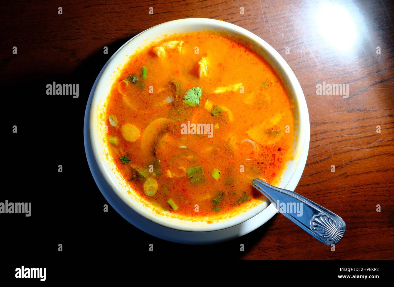 Thai Tom Kha Gai coconut chicken soup with mushrooms Stock Photo - Alamy