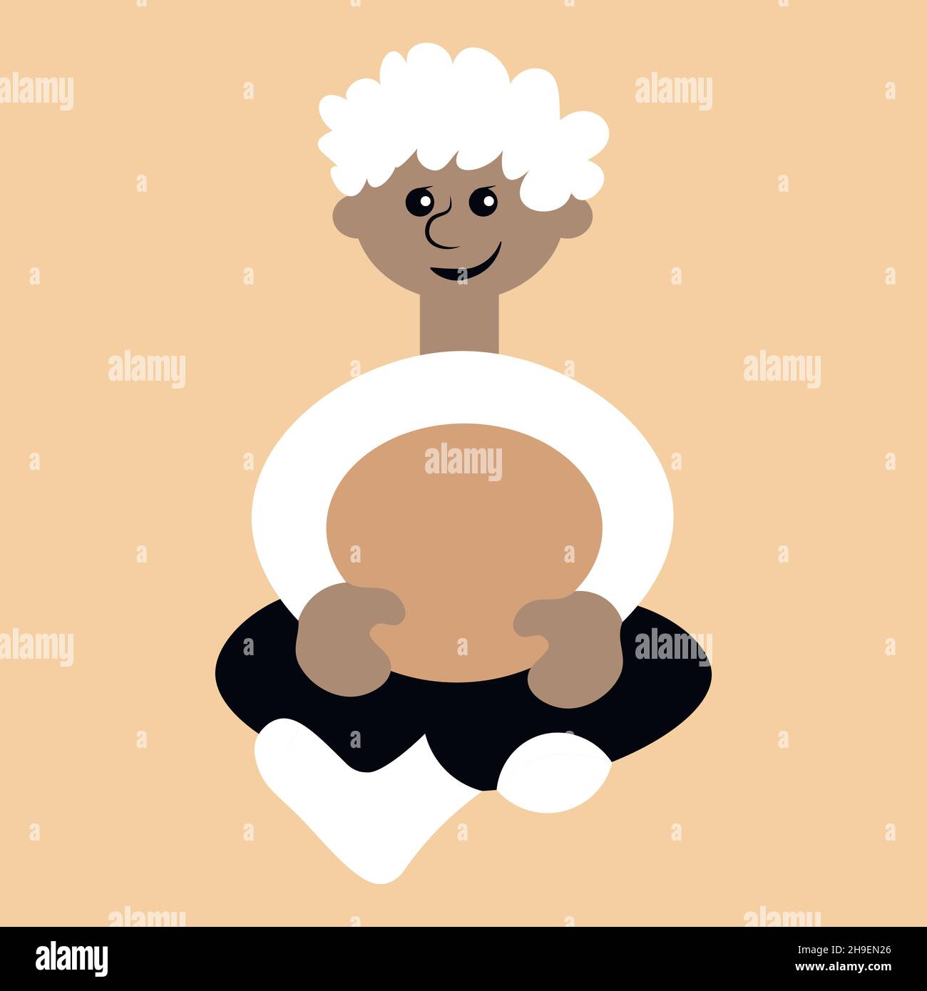 Illustration on a square background - a man sitting cross his legs - a ...