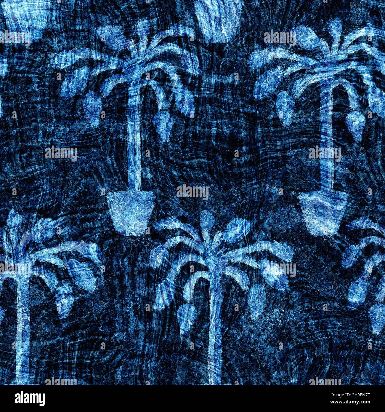 Seamless indigo block print texture on navy blue woven effect ...
