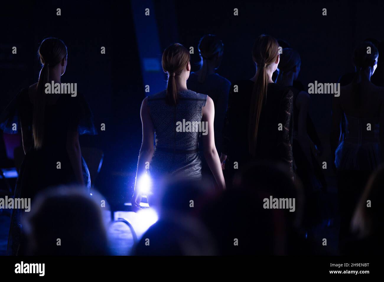 Fashion show, a catwalk event, runway show, model walking a catwalk ...