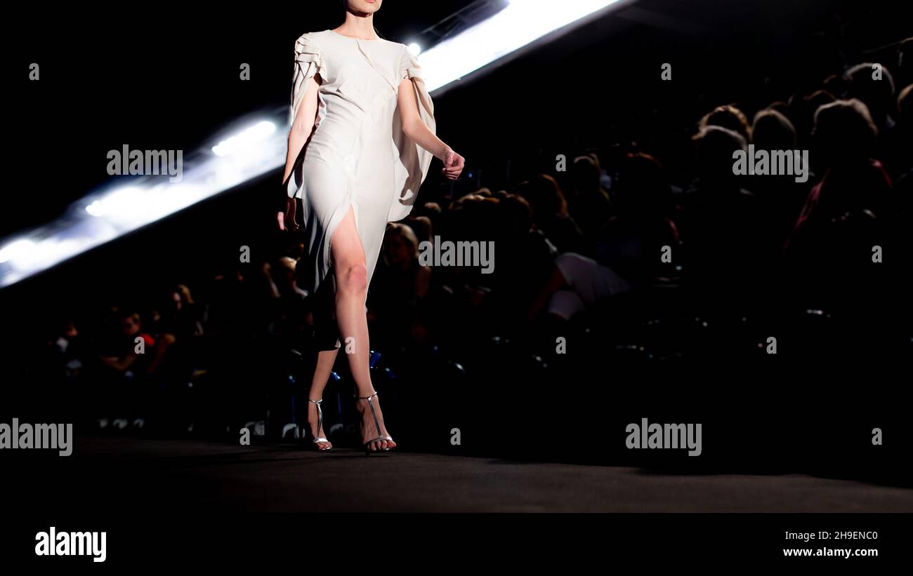 Fashion show, a catwalk event, runway show, model walking a catwalk ...
