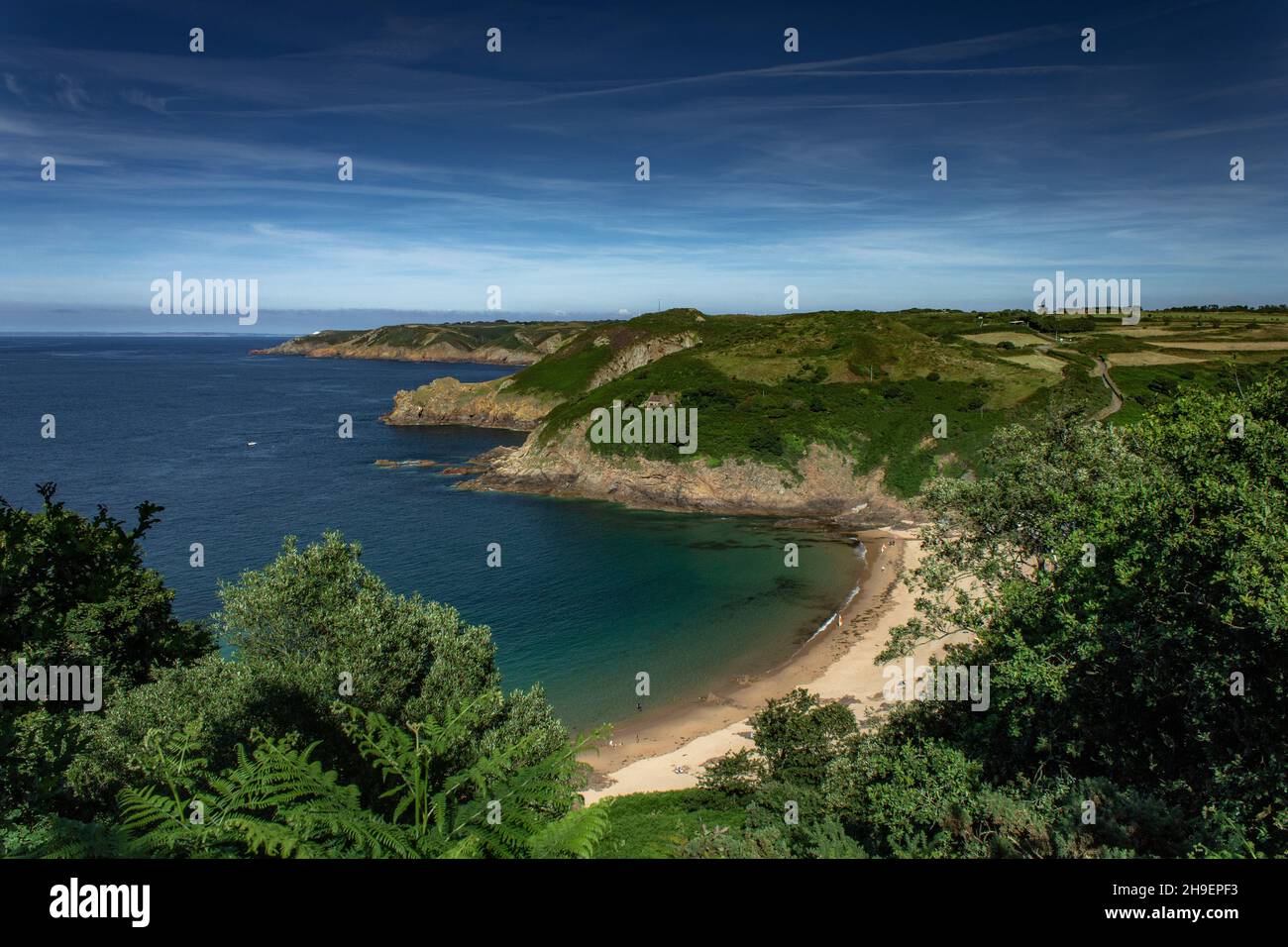 The Channel Islands of Jersey, Guernsey and Sark in summer with sun ...
