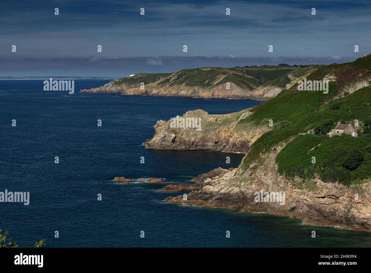 The Channel Islands of Jersey, Guernsey and Sark in summer with sun ...