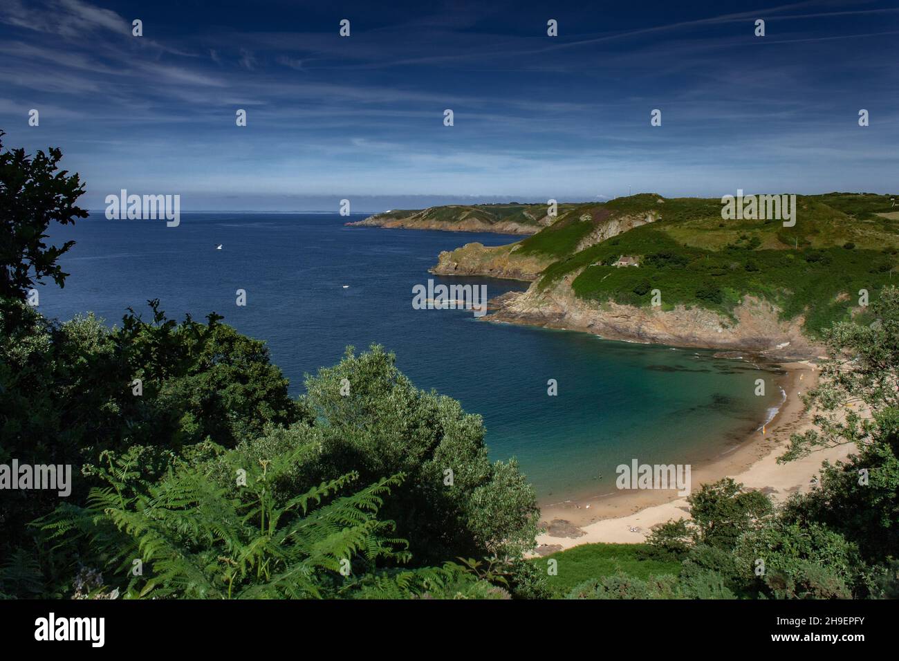 The Channel Islands of Jersey, Guernsey and Sark in summer with sun ...
