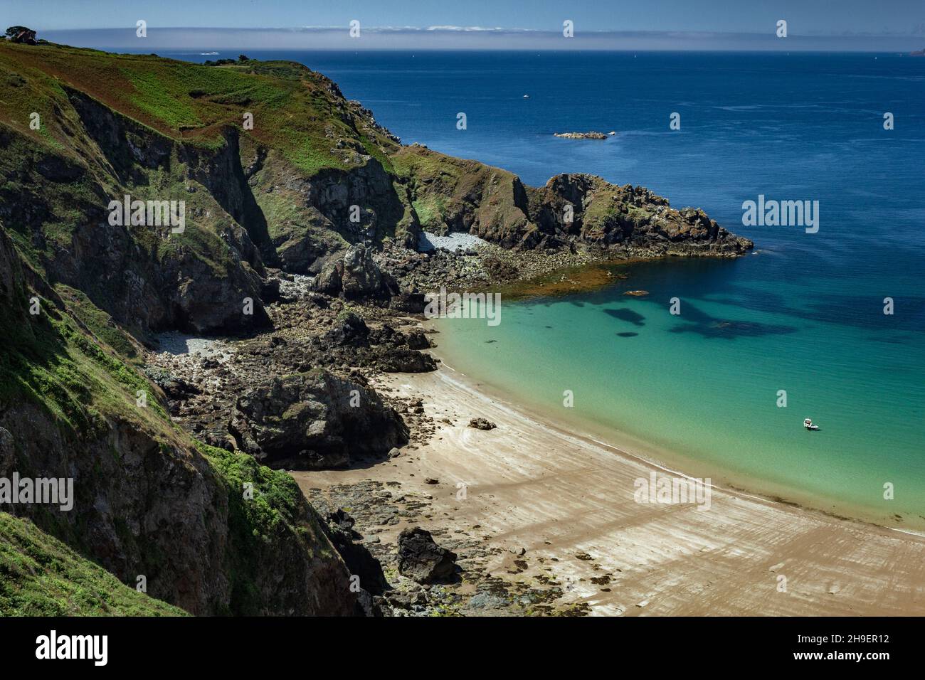 The Channel Islands of Jersey, Guernsey and Sark in summer with sun ...