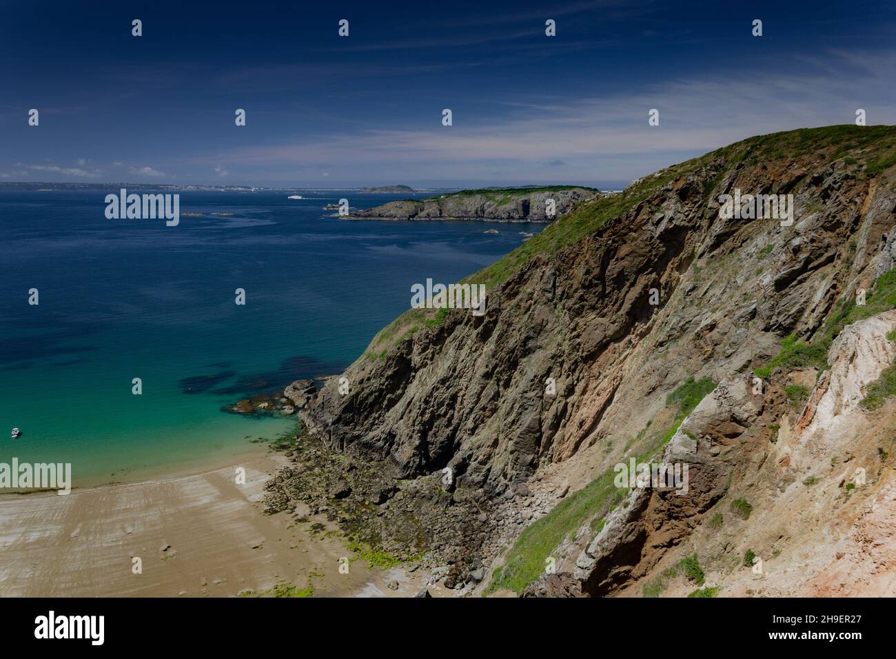 The Channel Islands of Jersey, Guernsey and Sark in summer with sun ...