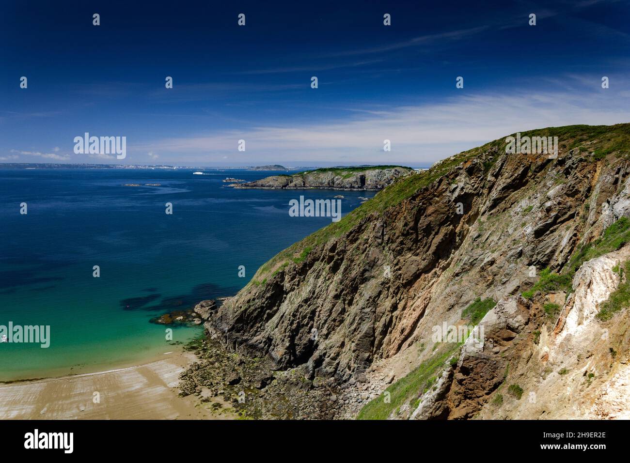The Channel Islands of Jersey, Guernsey and Sark in summer with sun ...