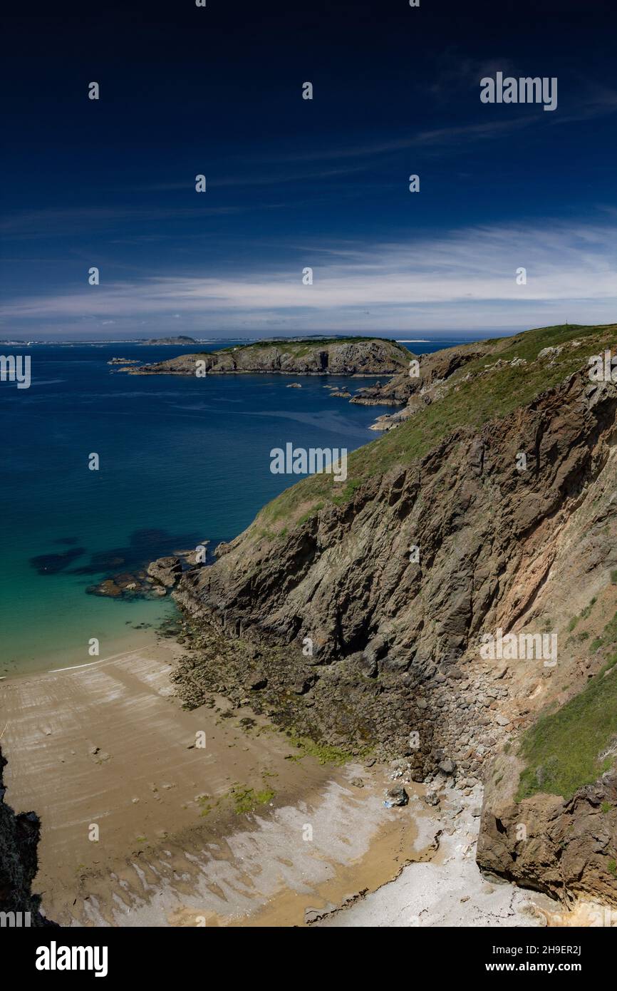The Channel Islands of Jersey, Guernsey and Sark in summer with sun ...
