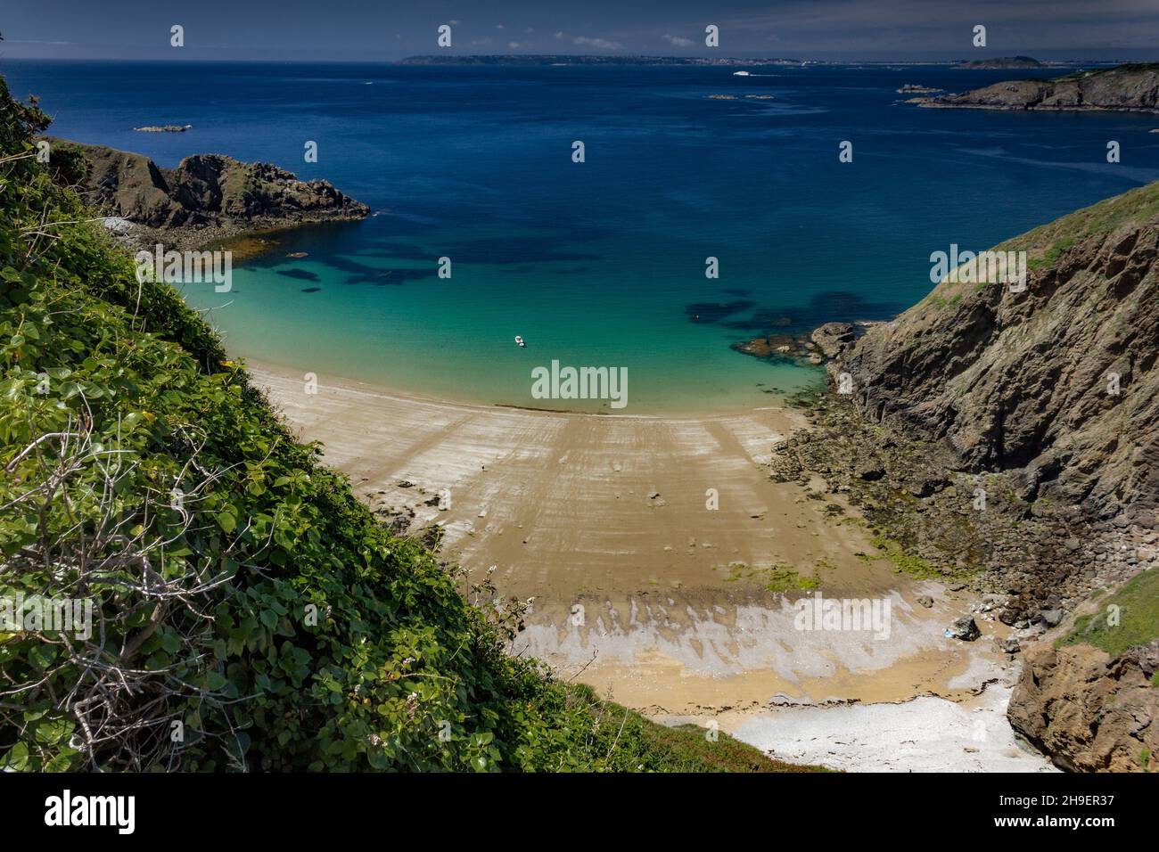 The Channel Islands of Jersey, Guernsey and Sark in summer with sun ...