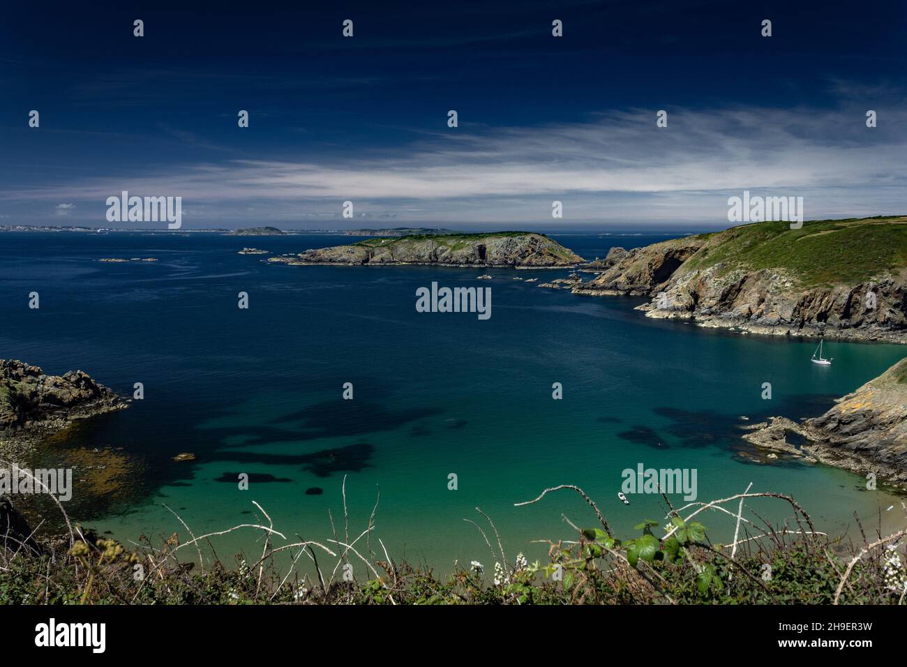The Channel Islands of Jersey, Guernsey and Sark in summer with sun ...