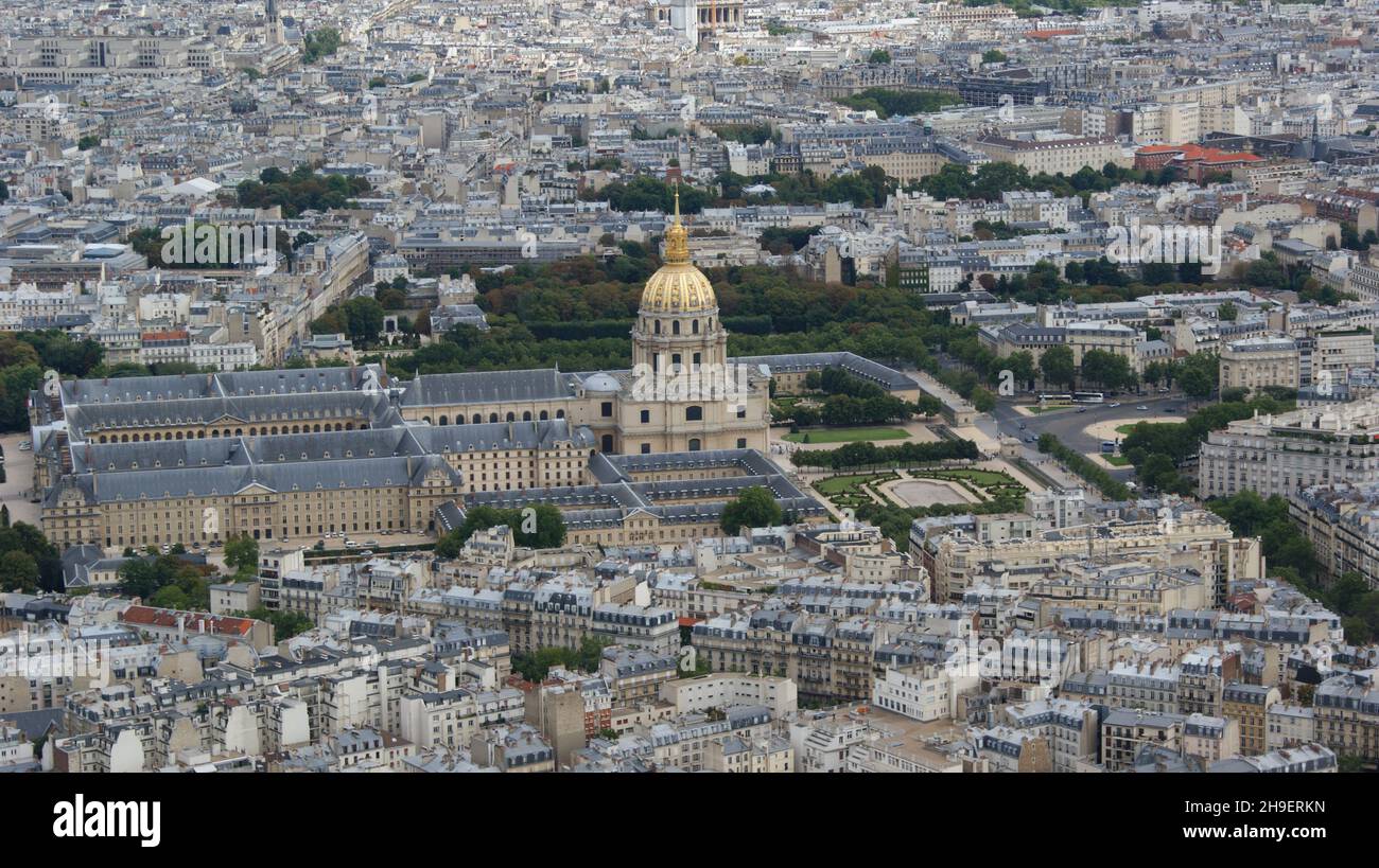 Beautiful view of Les Invalides Monument from the Eiffel Tower in Paris ...