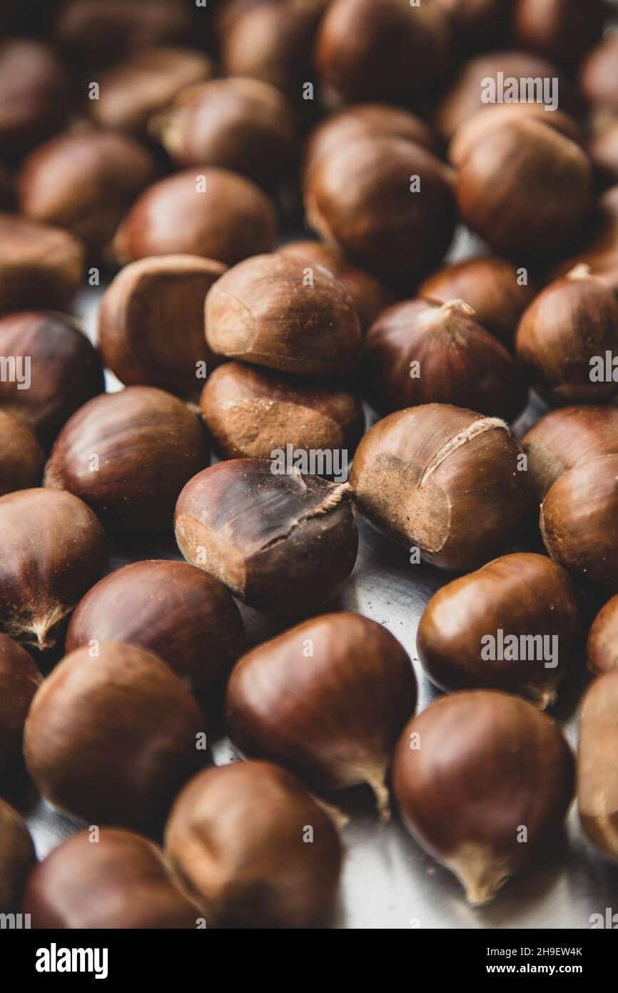 Chestnuts in a Grey Recipe Stock Photo - Alamy