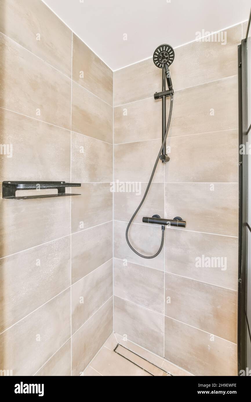 Delightful shower cubicle in a minimalist style Stock Photo - Alamy