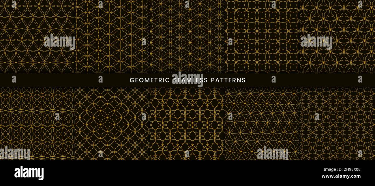 Set of geometric seamless pattern circle design. Luxury with shiny gold ...