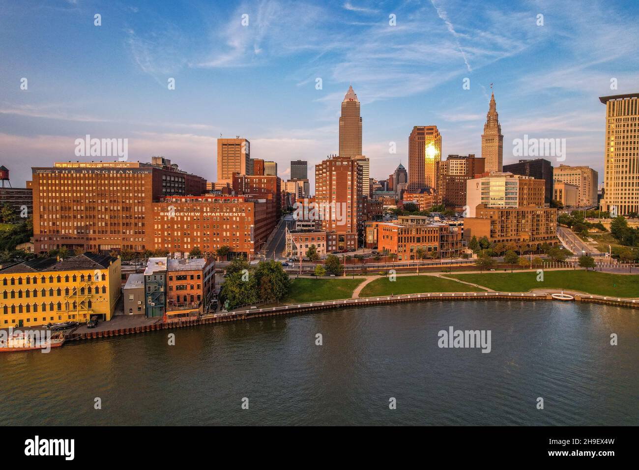 Aerial view of Manhattan during the beautiful sunset Stock Photo - Alamy