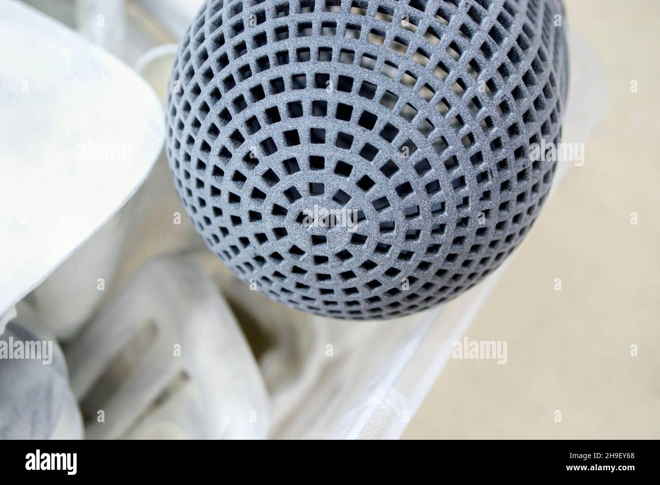 Model printed on 3D printer. Powder industrial 3D printer printing ...