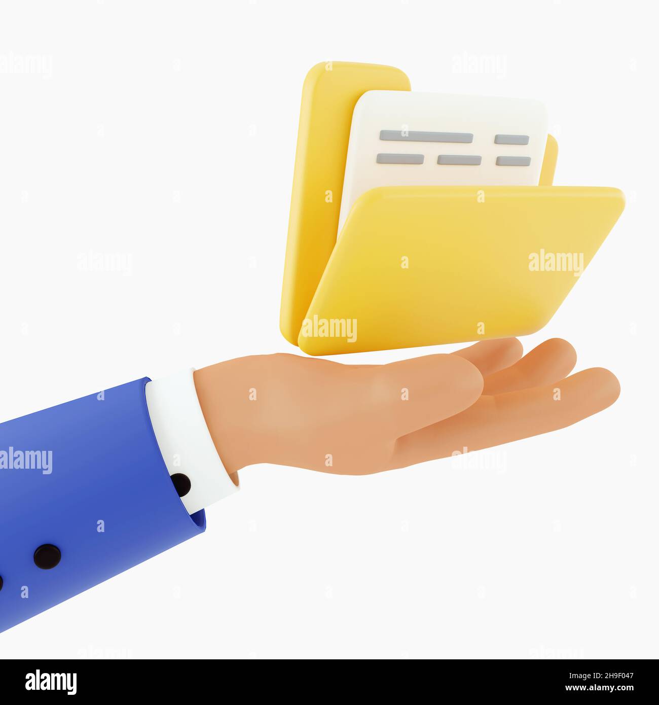 3d render Looking for information in a folder with documents, flipping ...