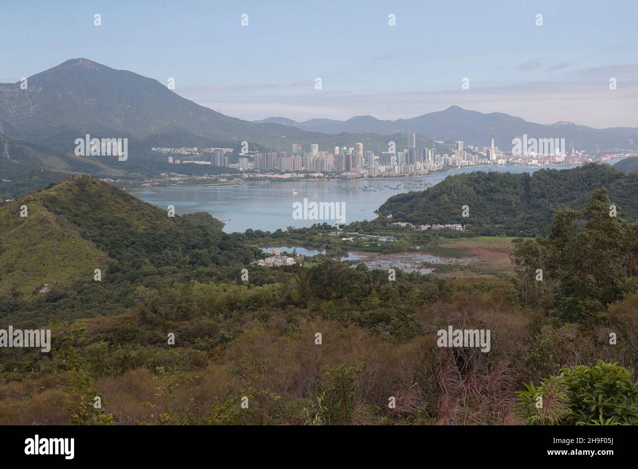 View of Starling Inlet and Sha Tau Kok town - Ng Tung Shan, China, in ...