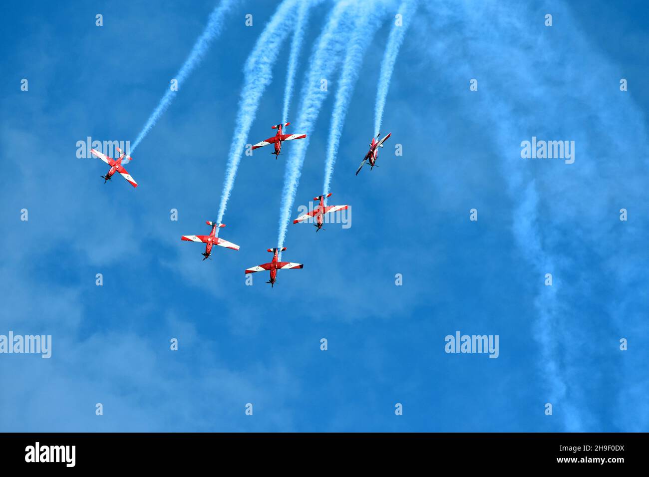 RAAF Roulettes flying a formation display at an airshow Stock Photo - Alamy