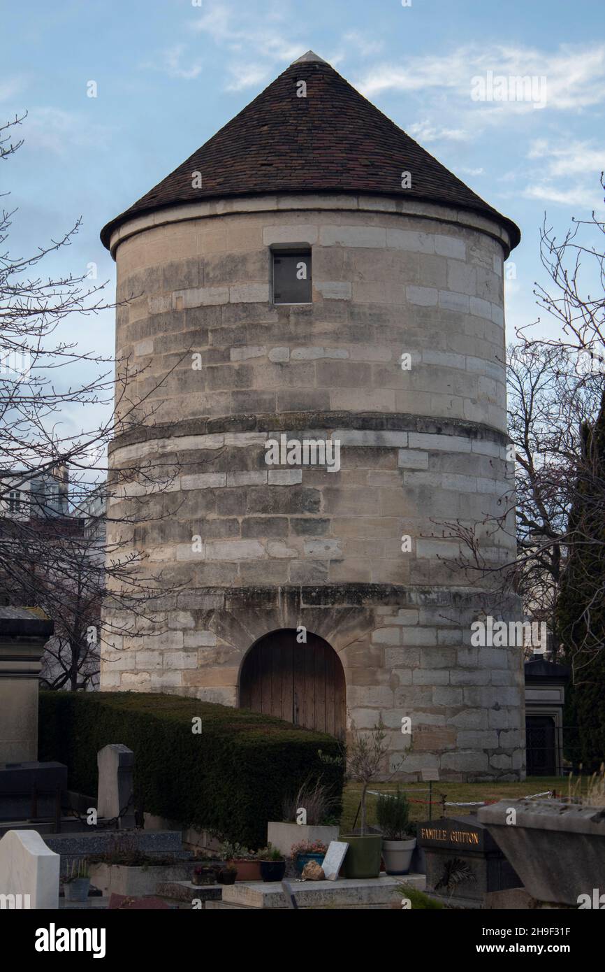 The windmill without its sails in the Montparnasse Cemetery, Paris ...