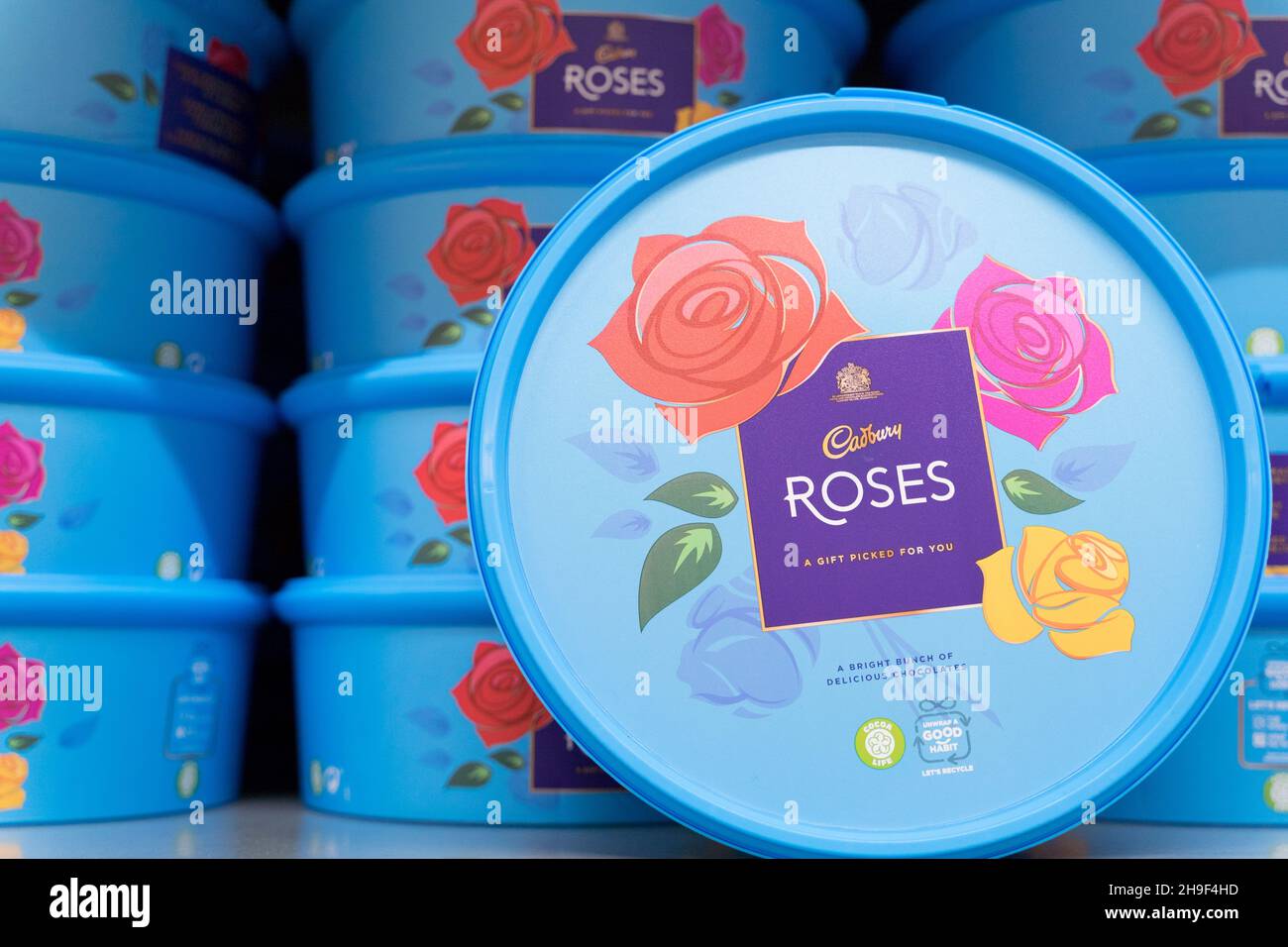 Big tub of ROSE chocolates in 600g from Cadbury laid in front of other ...