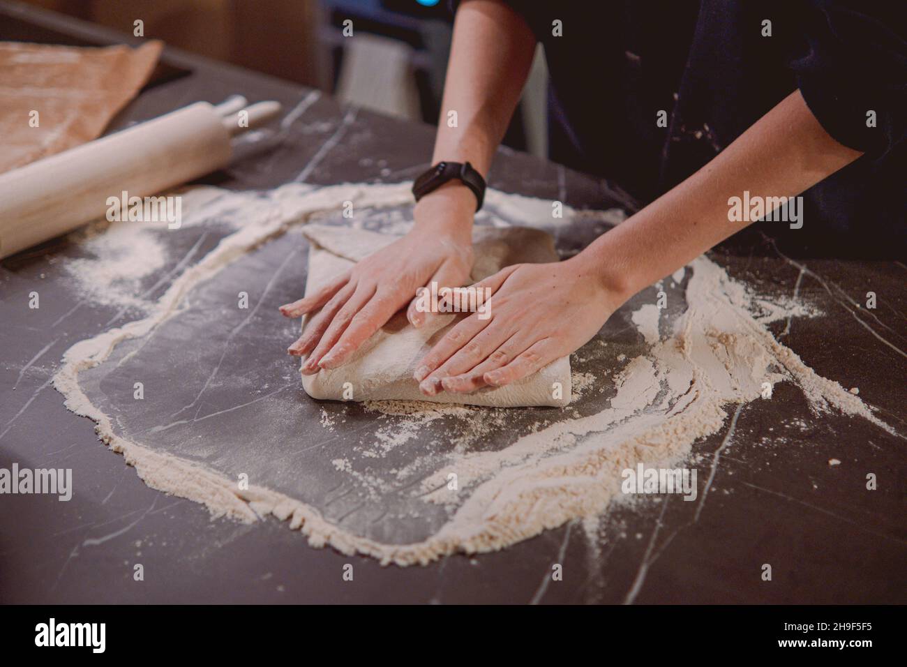 Process of baking french croissants in a kitchen Stock Photo - Alamy