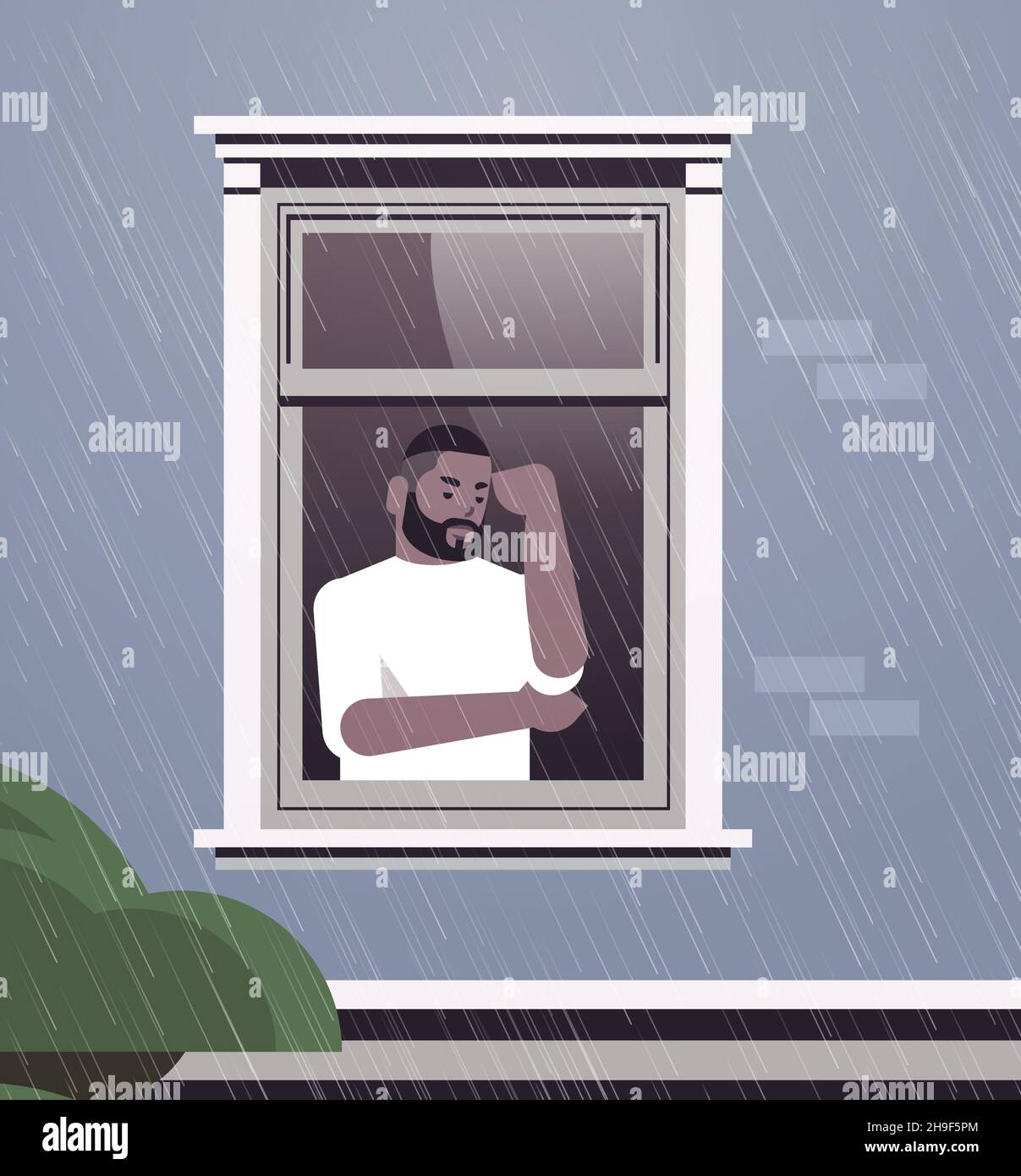 unhappy man looking at window guy feeling desperate thinking about ...