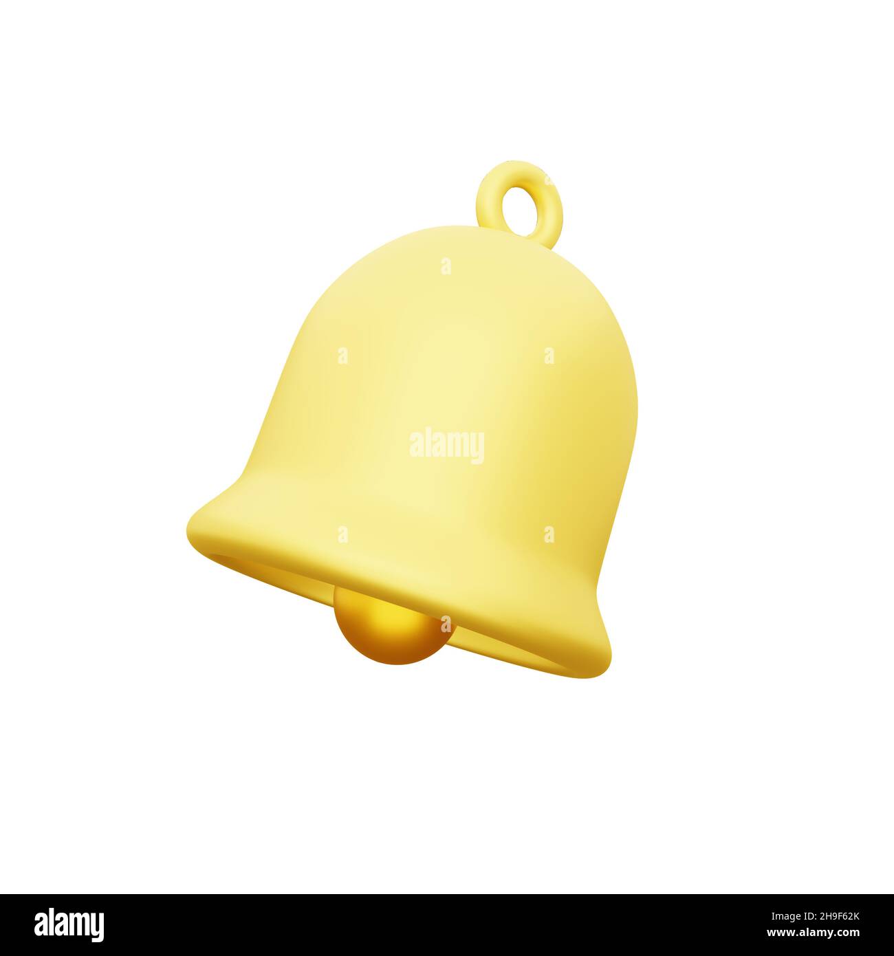 3d render Christmas bell isolated on white background, gold, Jingle ...