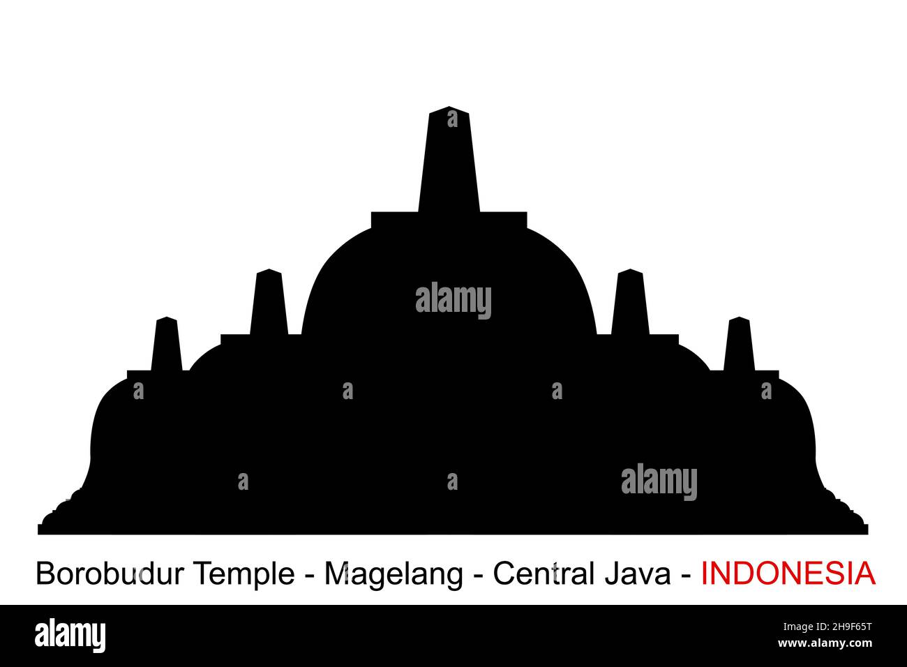 Silhouette Borobudur Temple, Indonesia Historical Building Stock Vector ...