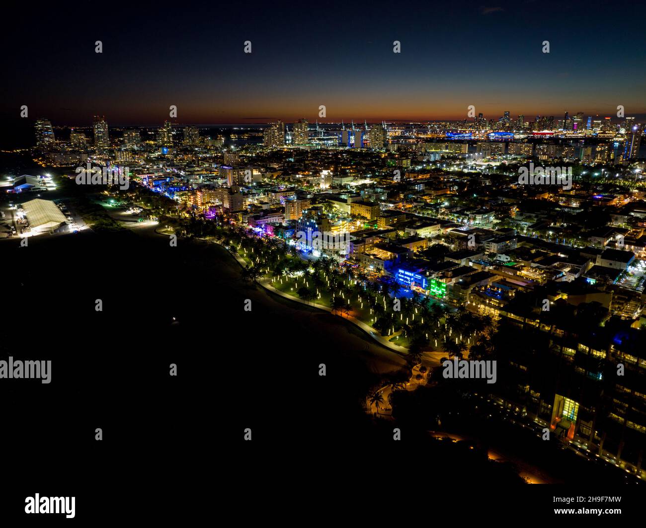 Miami beach ocean drive aerial hi-res stock photography and images - Alamy