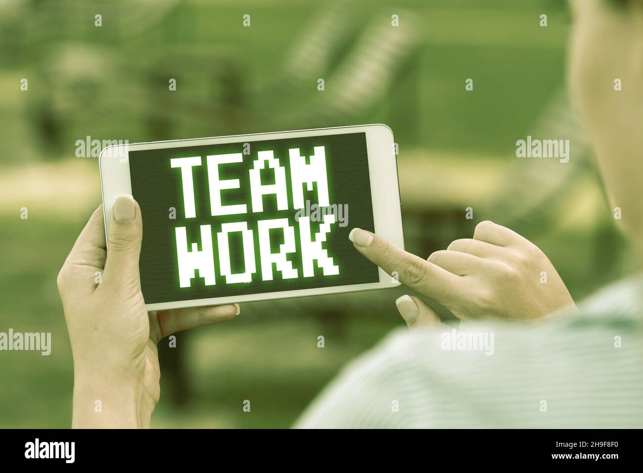 Conceptual display Team Work, Business showcase Combined action of a ...