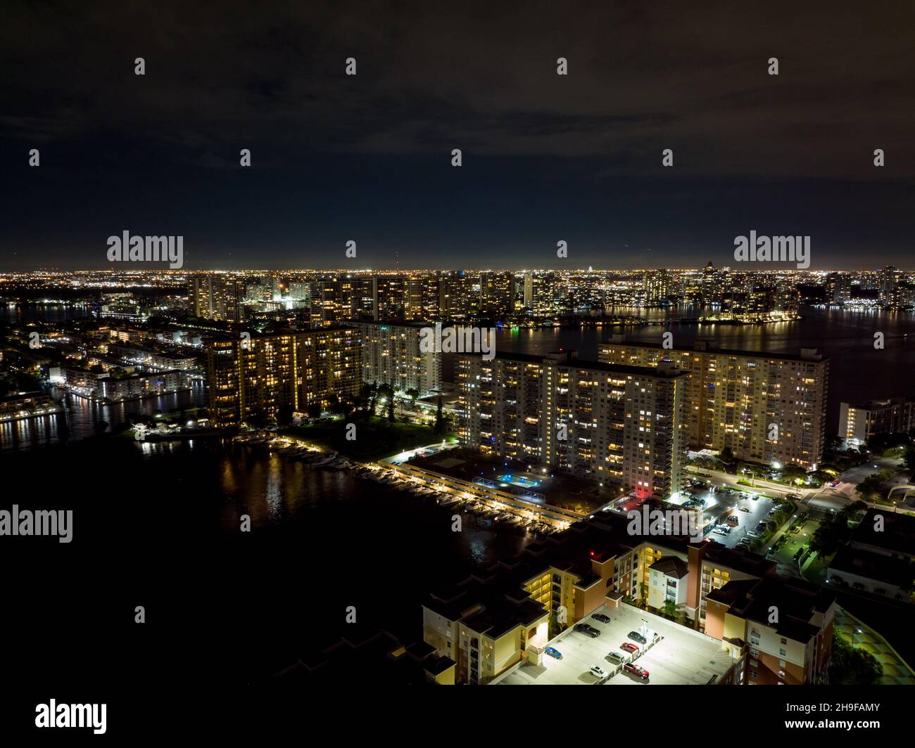 Miami drone night hi-res stock photography and images - Alamy