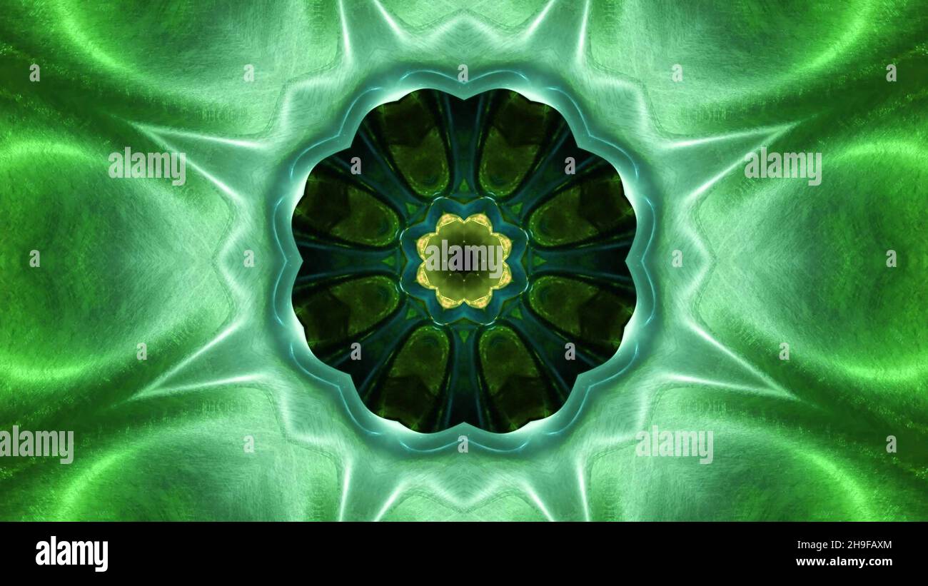 Scenic illustration of trippy colorful geometric kaleidoscope patterns ...