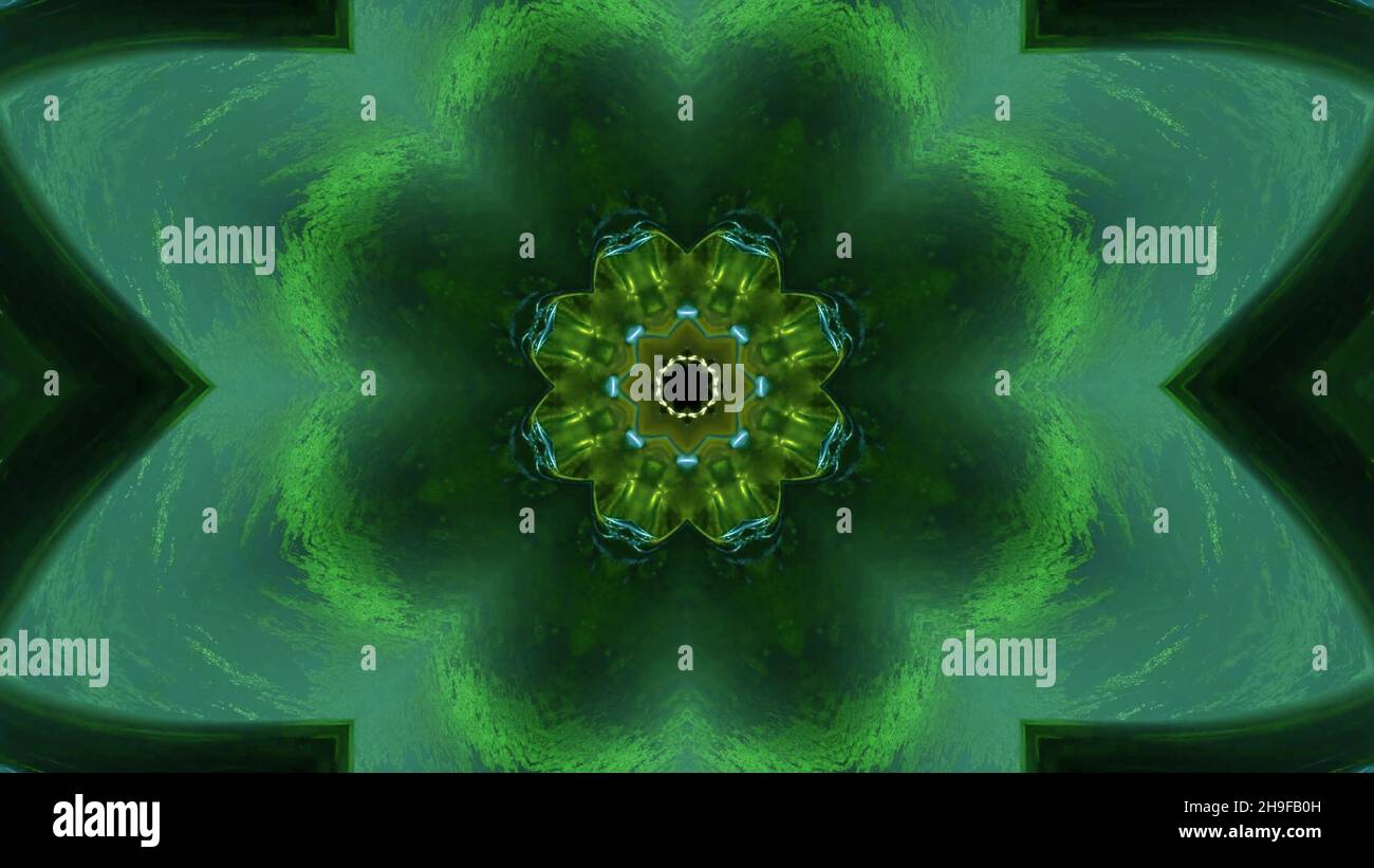 Scenic illustration of trippy colorful geometric kaleidoscope patterns ...