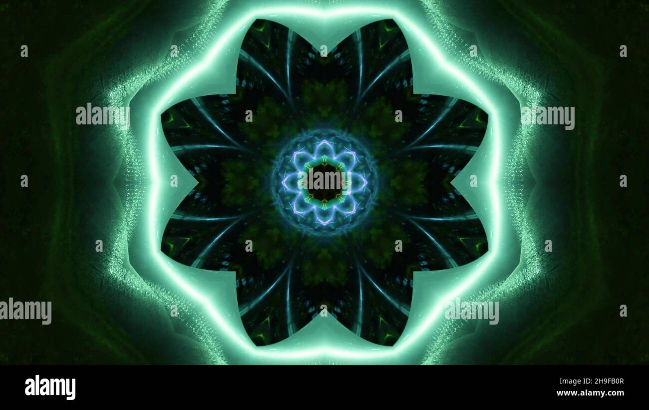 Scenic illustration of trippy colorful geometric kaleidoscope patterns ...