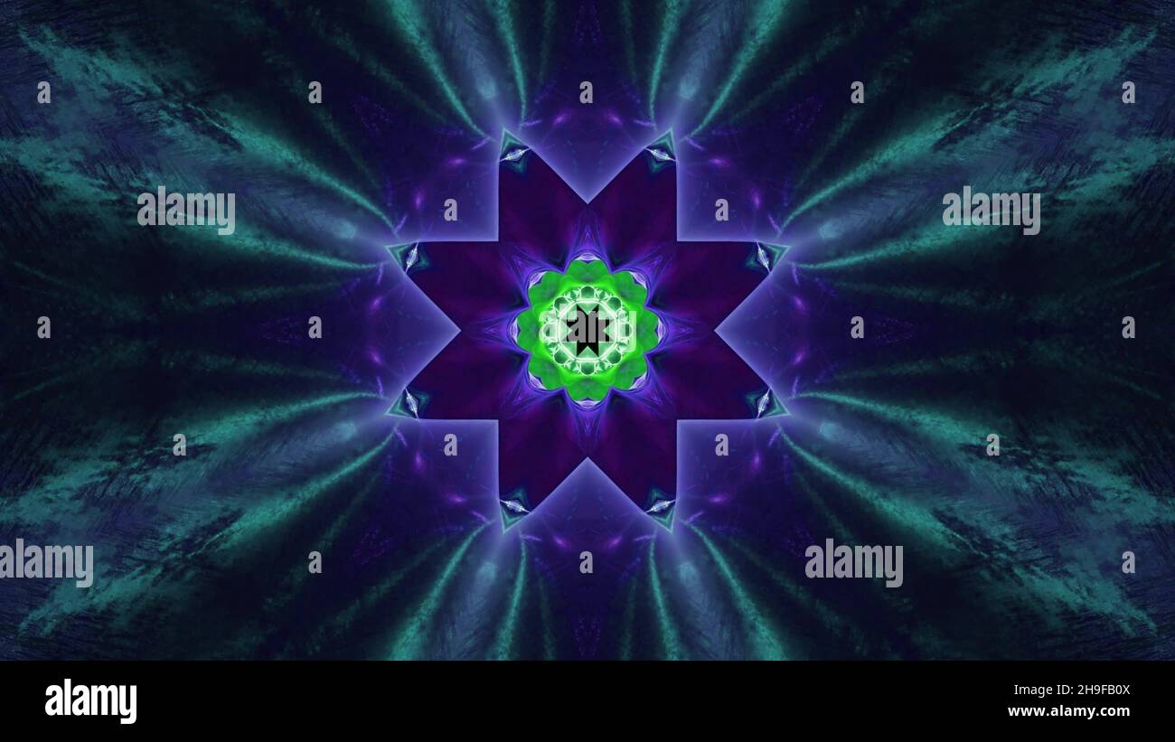 Scenic illustration of trippy colorful geometric kaleidoscope patterns ...