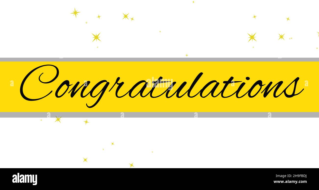 Digitally generated image of congratulations text against white ...