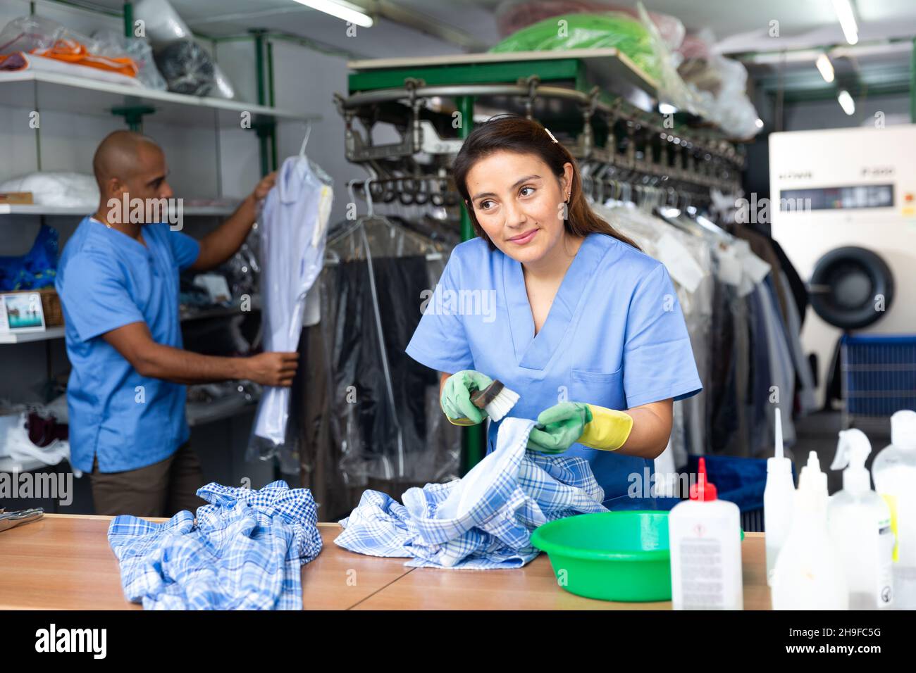 Portrait of female laundry worker during daily work Stock Photo - Alamy