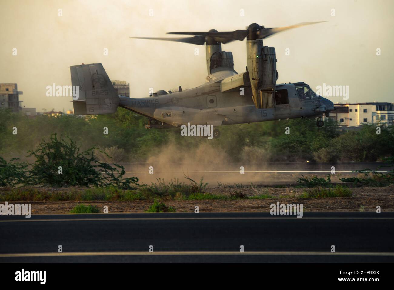 A U.S. Marine MV-22 Osprey assigned to Marine Medium Tiltrotor Squadron ...