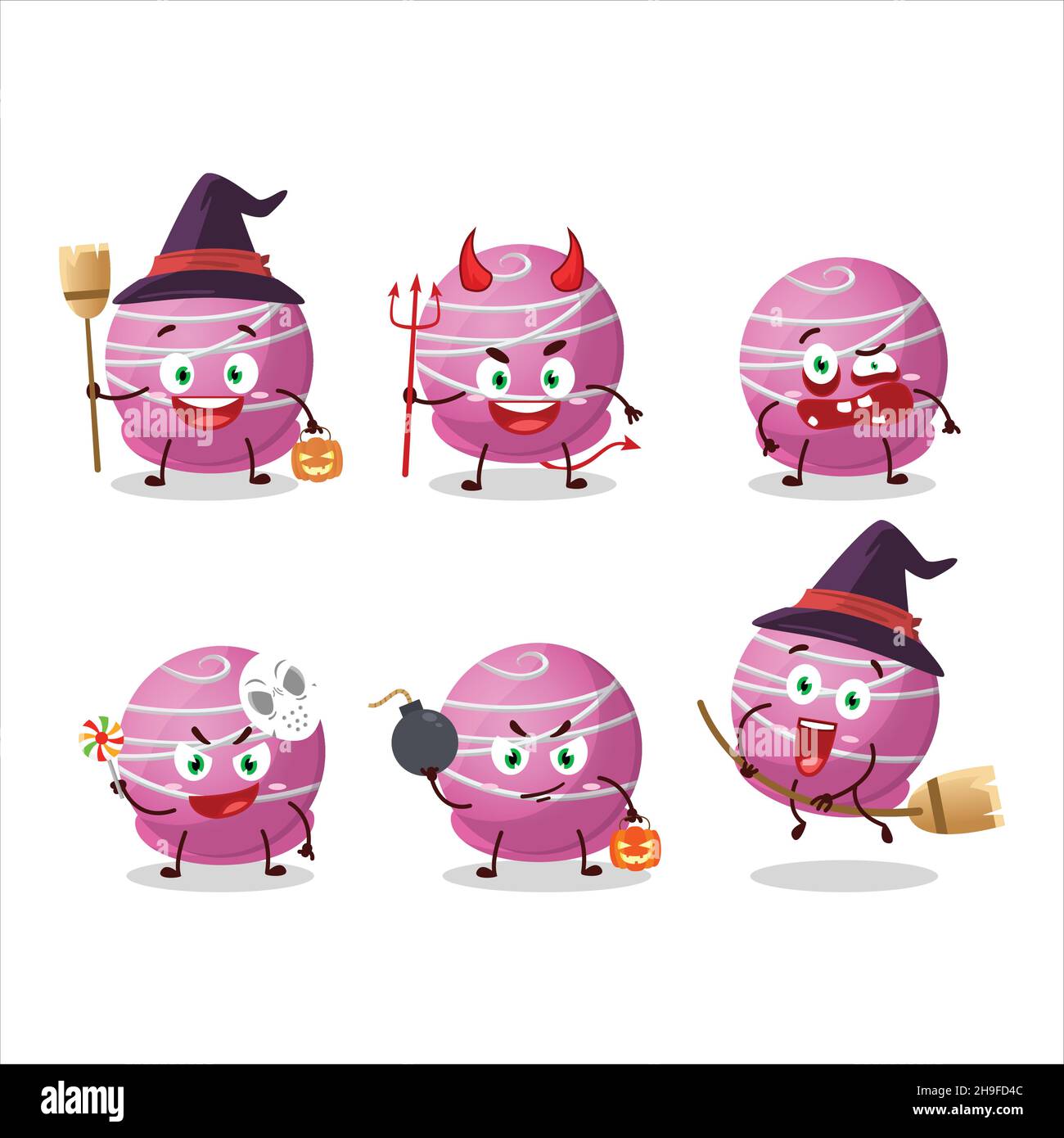 Halloween expression emoticons with cartoon character of truffle ...