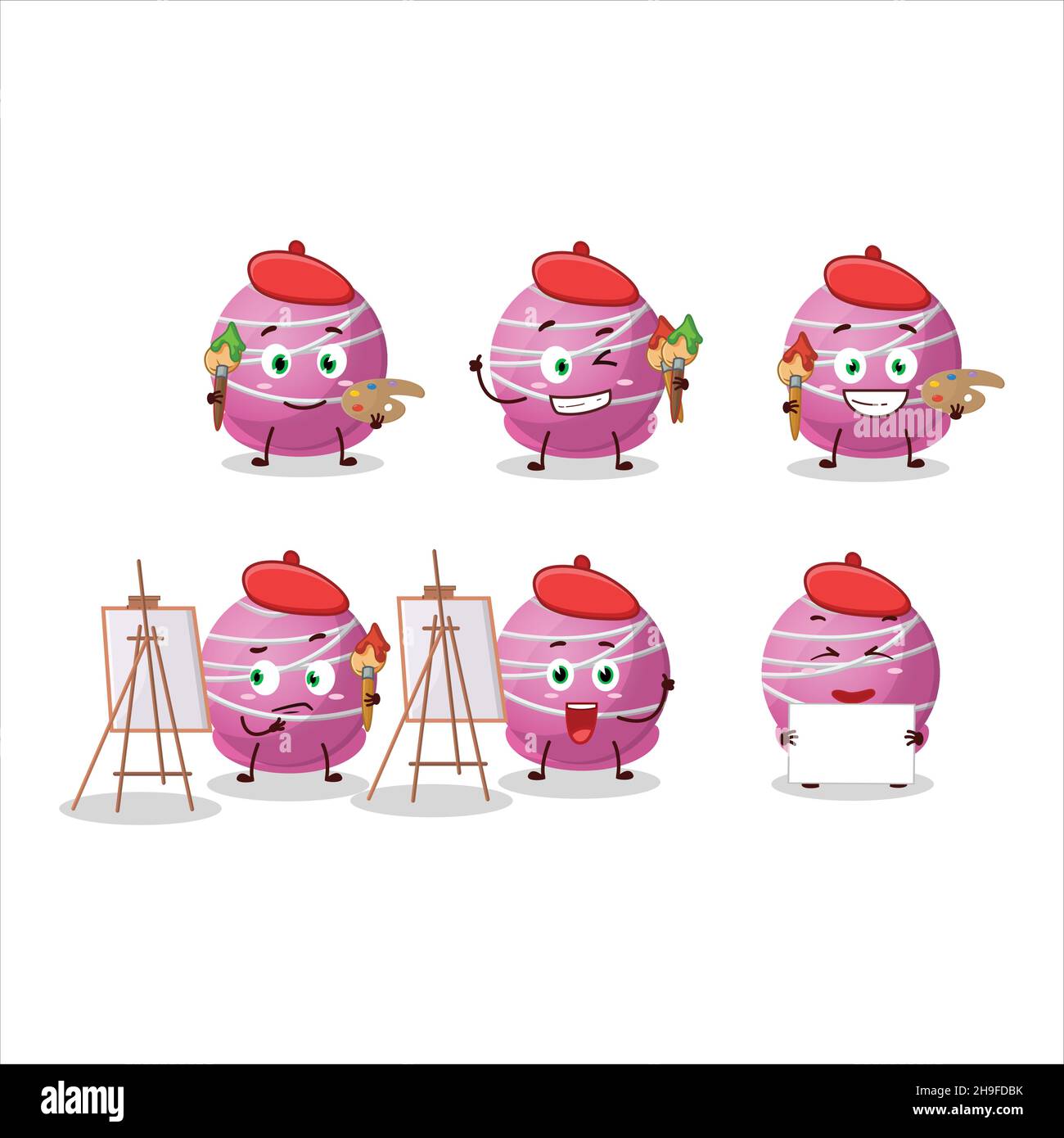 Artistic Artist of truffle strawberry candy cartoon character painting ...