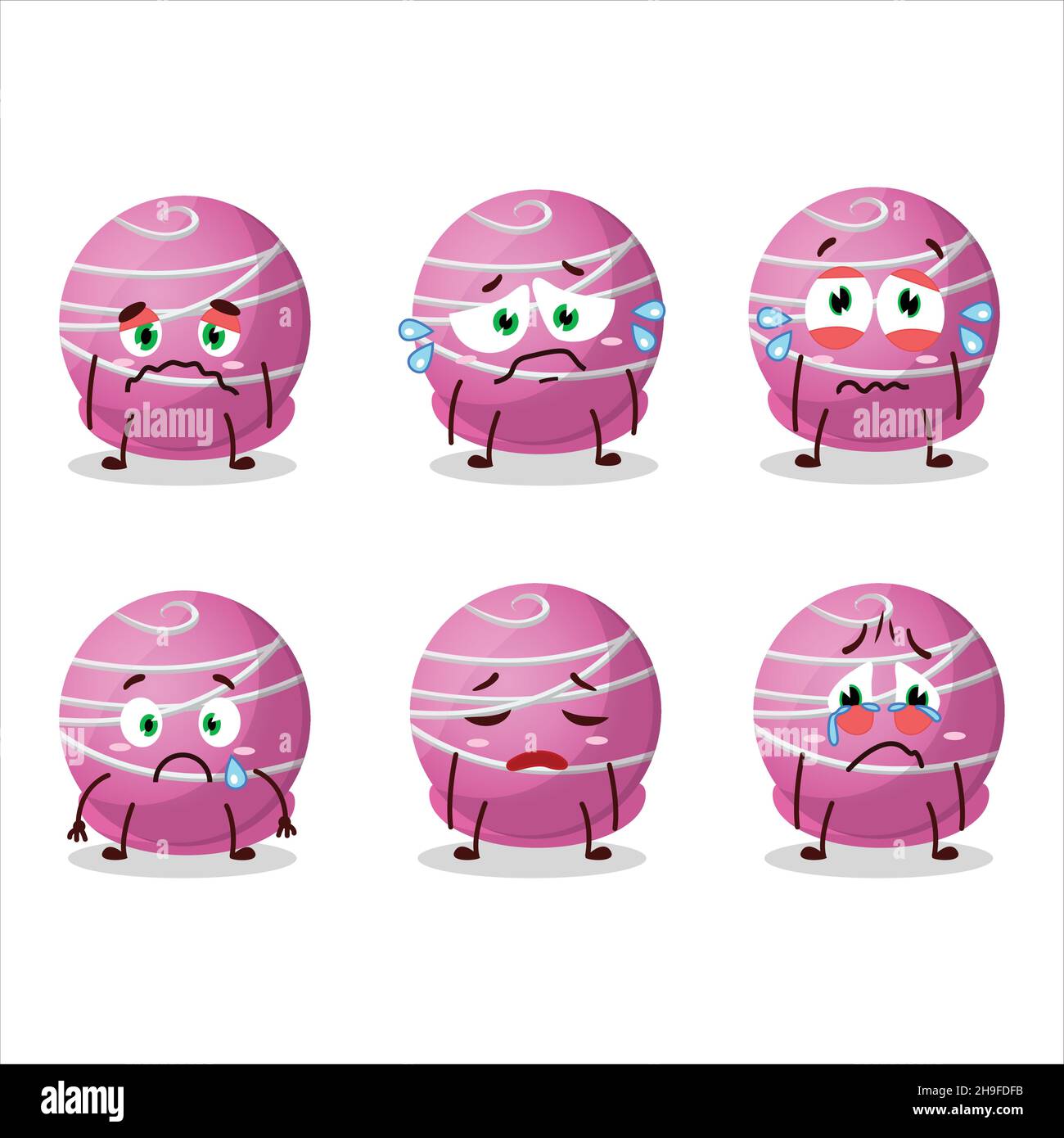 Truffle strawberry candy cartoon character with sad expression. Vector ...