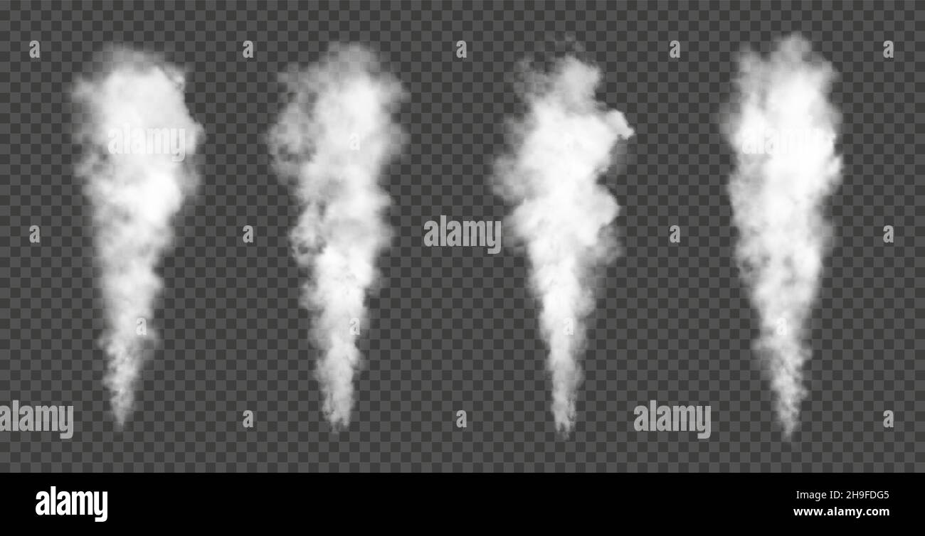 White smoke from fire, mist and steam, fog or smog clouds realistic ...