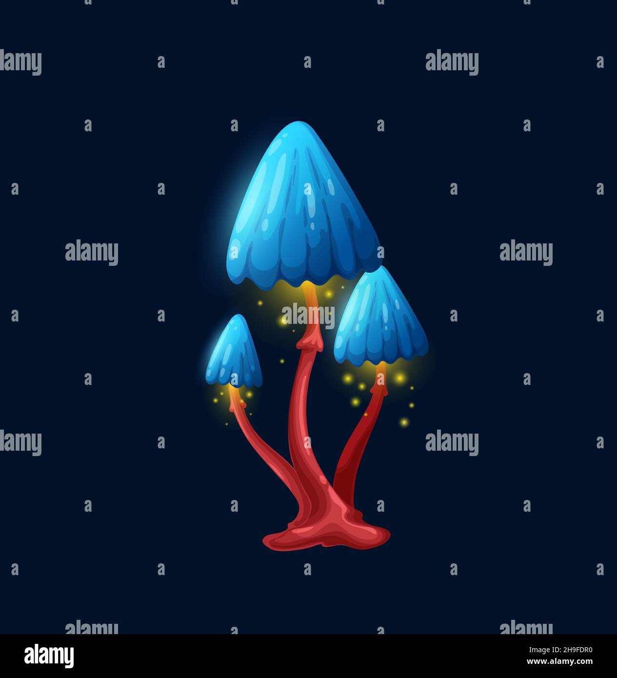 Fantasy magic mushroom with umbrella cap, fairy toxic toadstool, vector ...