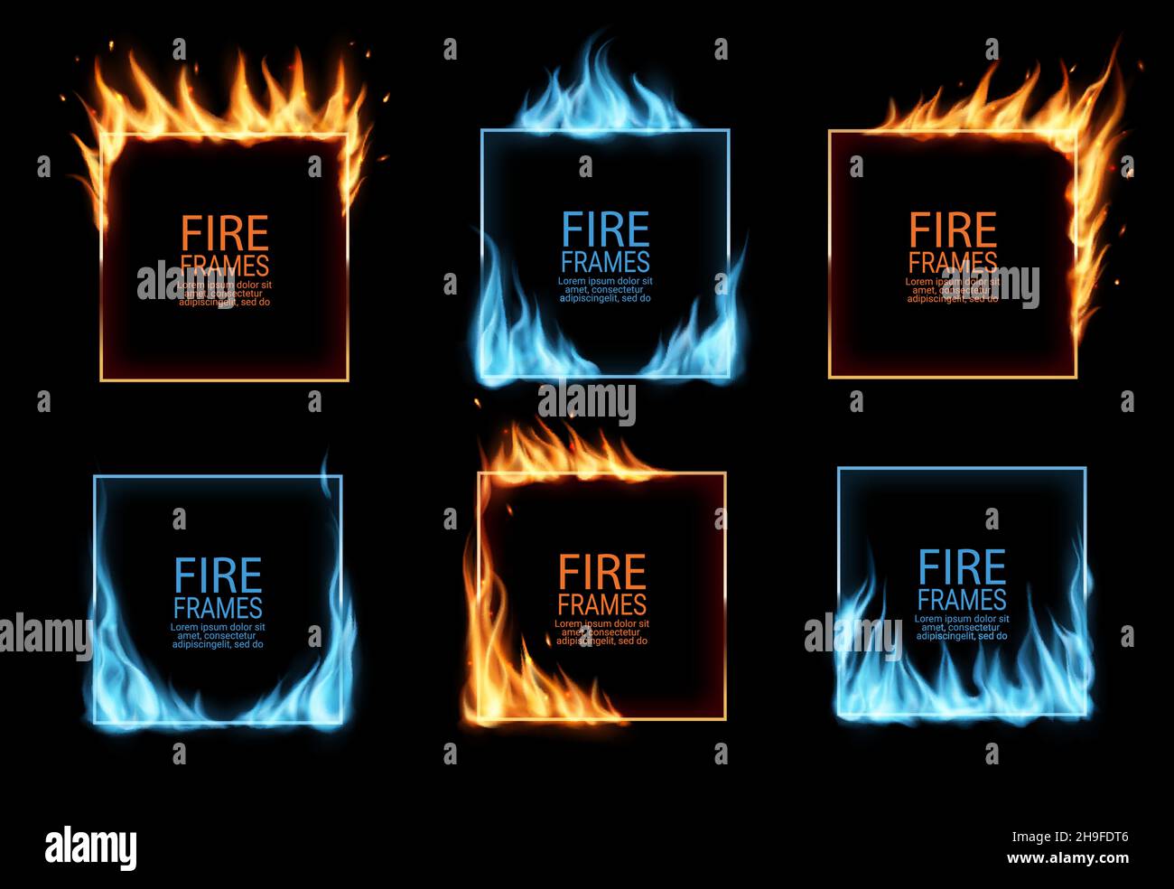 Real flame border Stock Vector Images - Alamy
