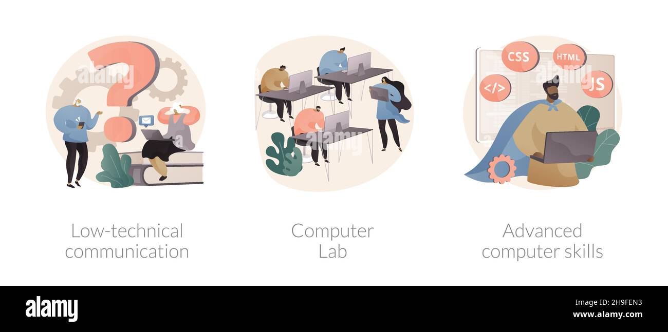 Computer skills requirement abstract concept vector illustrations Stock ...