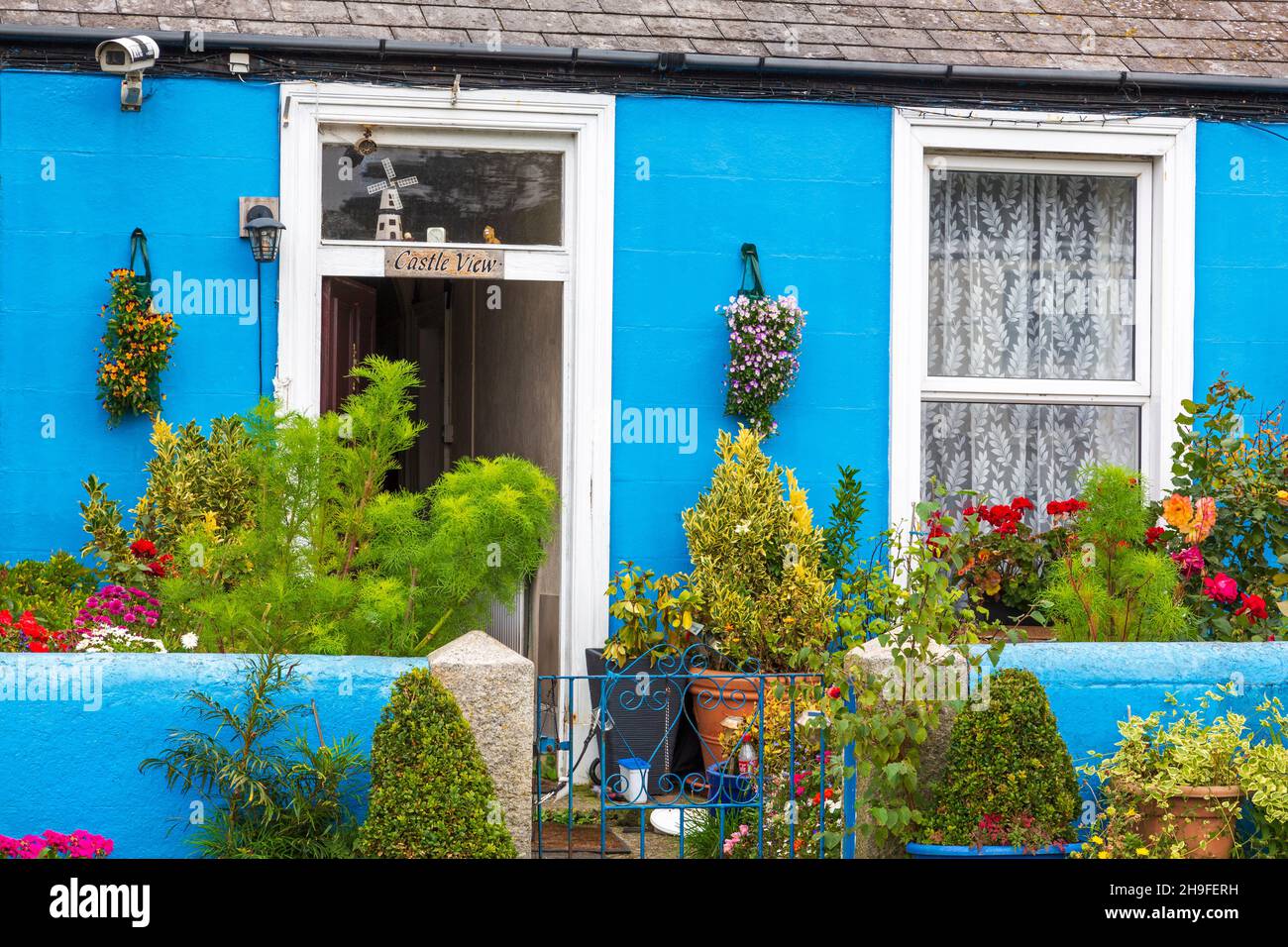 Blue cottage in Bullock Harbour, Dalkey Village, County Dublin, Ireland ...
